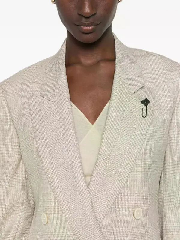 LARDINI Houndstooth-pattern Double-breasted Blazer