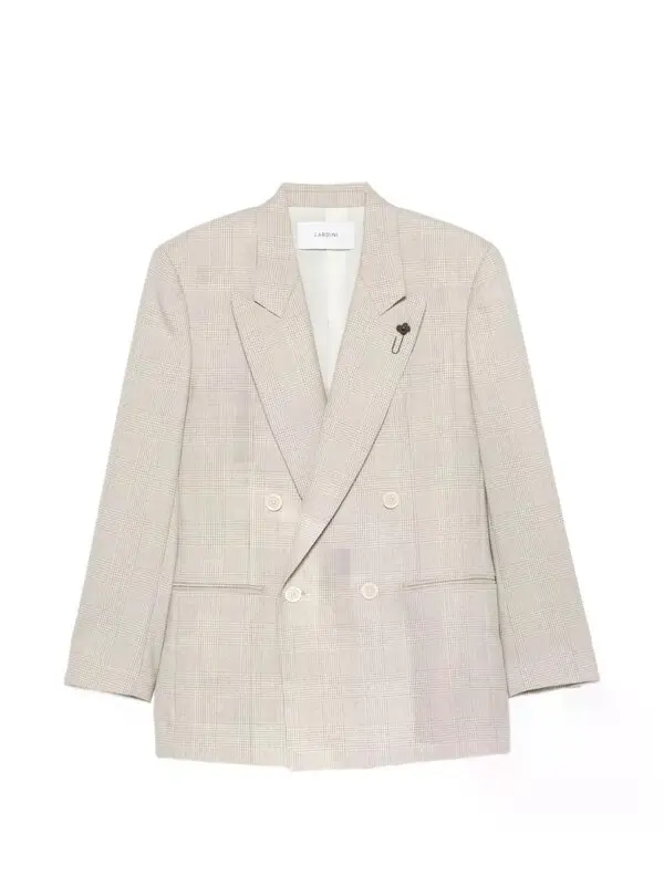 LARDINI Double-breasted Houndstooth Blazer