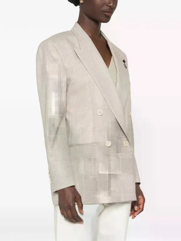 LARDINI Double-breasted Houndstooth Blazer