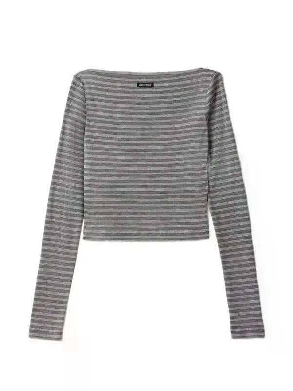 Miu Miu Striped Jersey Top - Grey