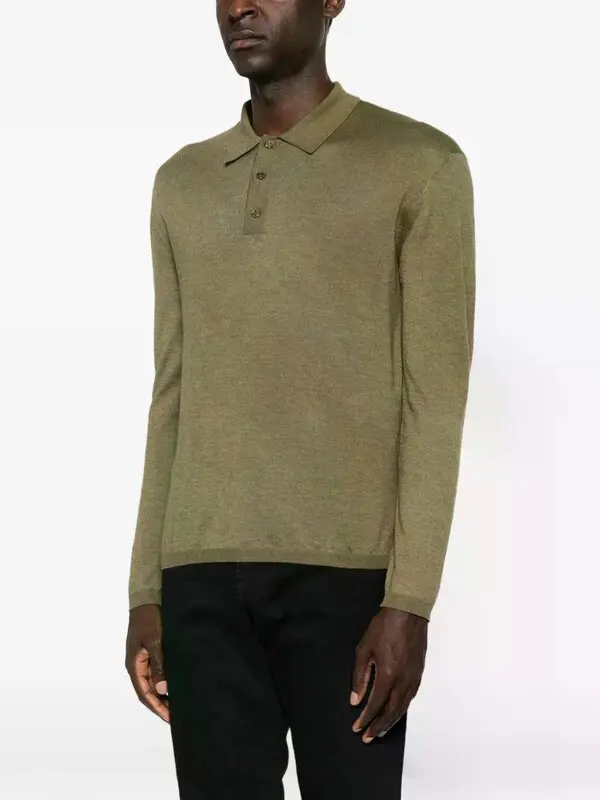 Saint Laurent Long-sleeve Knitted Polo Shirt