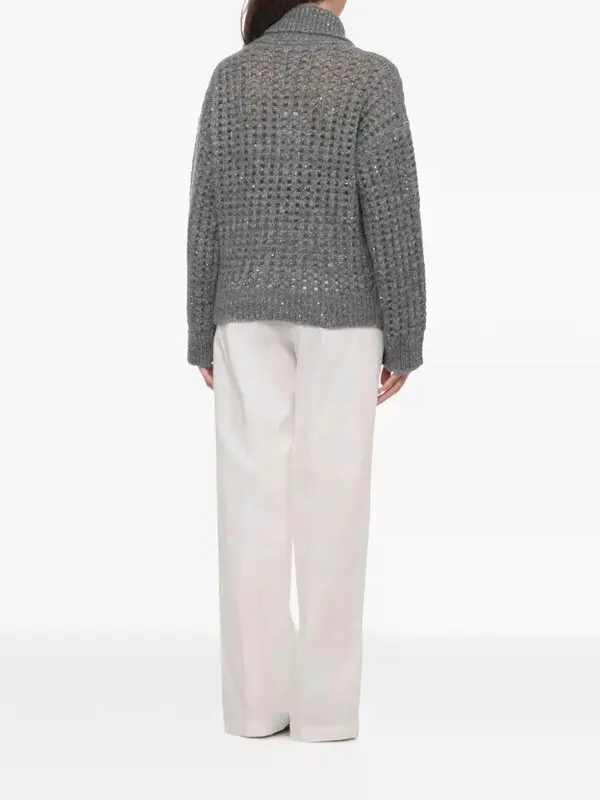 Peserico Sequin-embellished Perforated Sweater