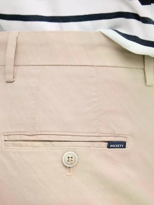 HACKETT LONDON Trousers With Belt Loops And Logo Patch - Neutrals