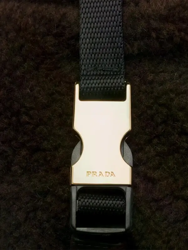Prada Fleece Trapper Hat With Enamel Triangle Logo