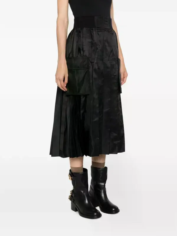 Sacai Quilted Pleated Midi Skirt