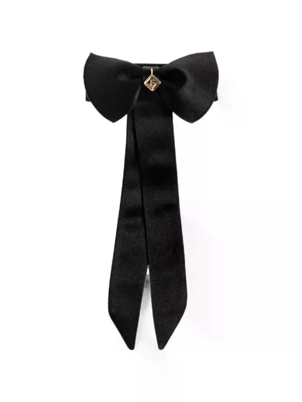 FERRAGAMO Bow Detail Logo Charm Hair Clip - Black