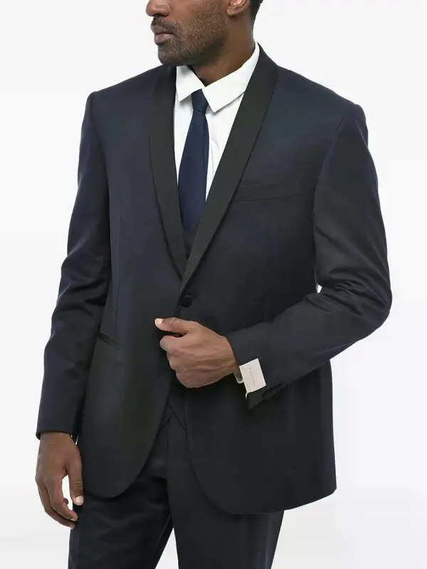 Corneliani Satin-trim Shawl-lapel Three-piece Suit - Blue