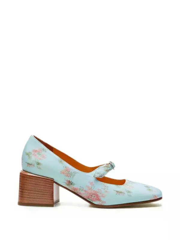 LILI CURIA Floral Print Block Heel Pumps