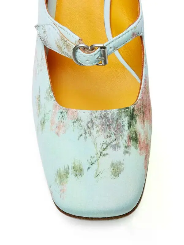 LILI CURIA Floral Print Block Heel Pumps