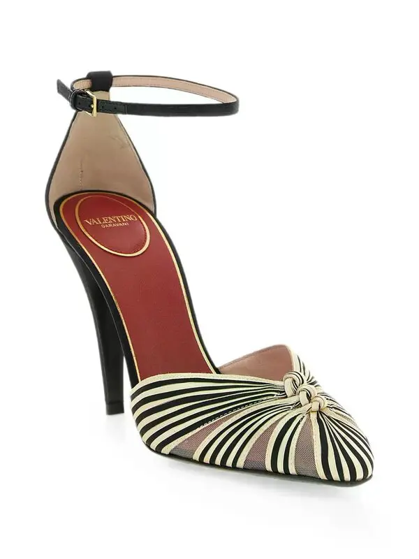 Valentino Garavani Satin Pumps With Knot Detailing And Adjustable Ankle Strap