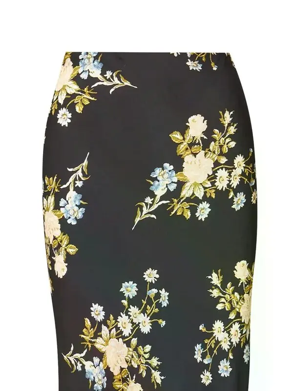 Veronica Beard Clover Floral Maxi Skirt - Black