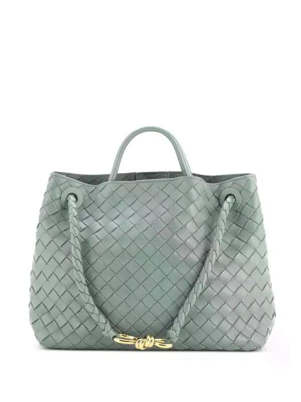 Bottega Veneta Andiamo Top Handle Bag Intrecciato Nappa Medium Satchel - Blue