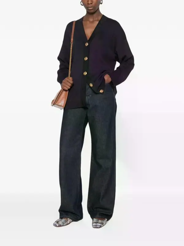 Elisabetta Franchi V-neck Button-up Cardigan With Logo Detail - Black