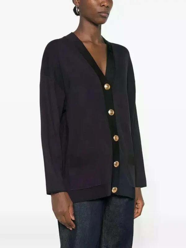 Elisabetta Franchi V-neck Button-up Cardigan With Logo Print