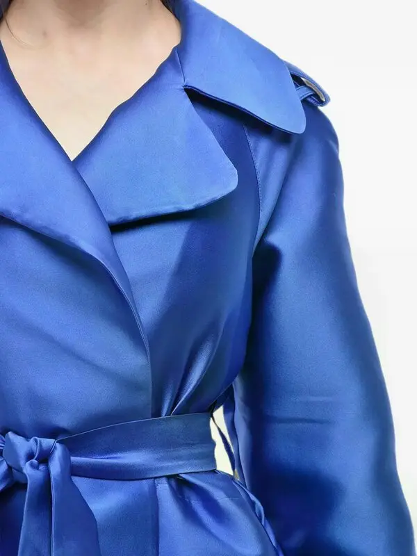 SUPER BLOND Satin-finish Belted Trench Coat