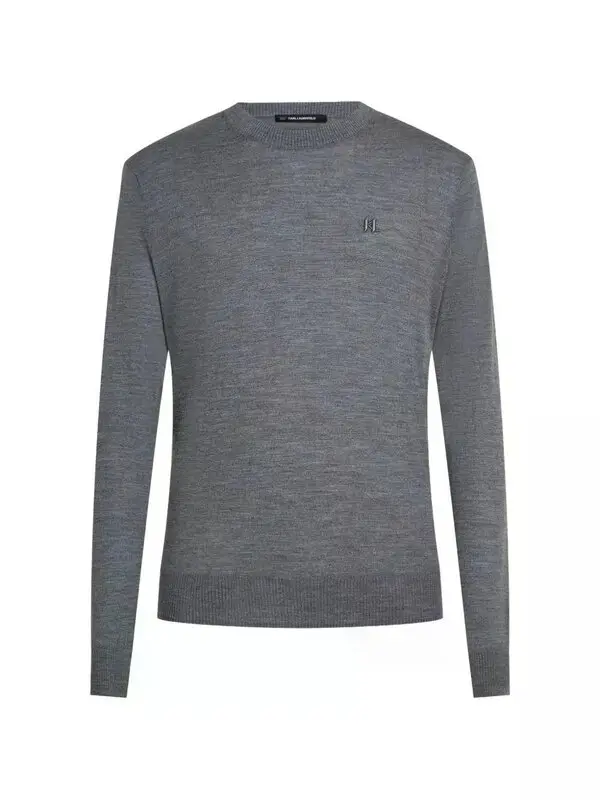 Karl Lagerfeld Merino Wool Crew Neck Sweater - Grey