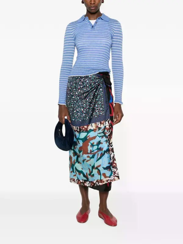 Guest In Residence Smocked Striped Polo Sweater