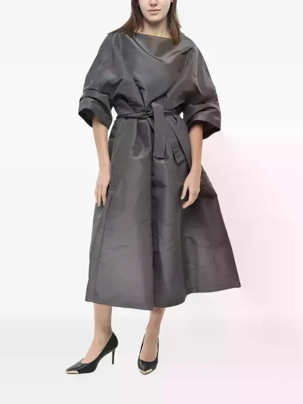 SUPER BLOND Belted Silk Midi Dress