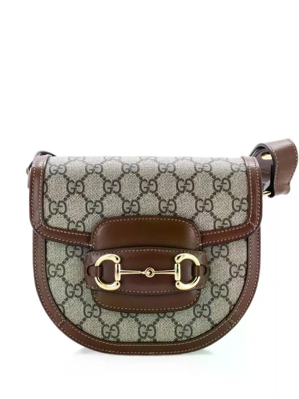 Gucci Horsebit 1955 Gg Coated Canvas And Leather Mini Crossbody Bag - Brown