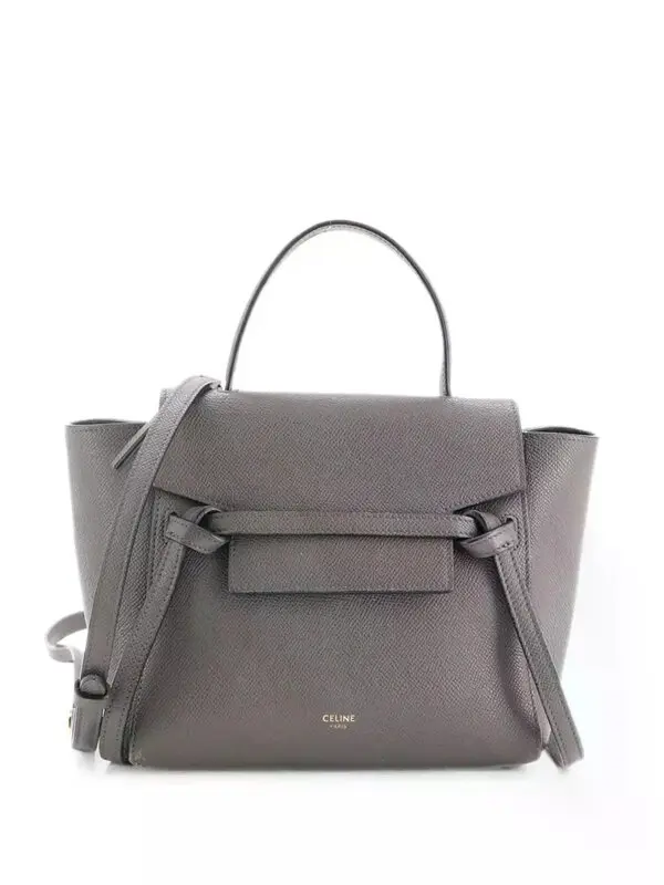 Celine Belt Bag Textured Leather Nano Shoulder Bag - Grey