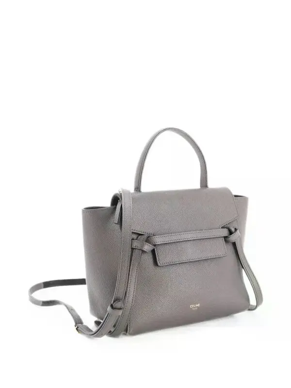Celine Textured Leather Belt Bag Nano Shoulder Bag - Grey