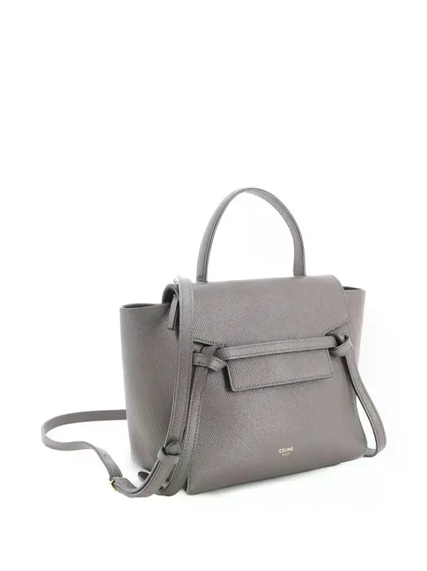 Celine Belt Bag Textured Leather Nano Shoulder Bag - Grey