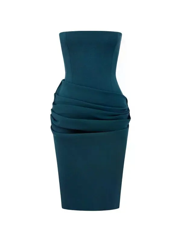 Alex Perry Strapless Draped Midi Dress - Blue