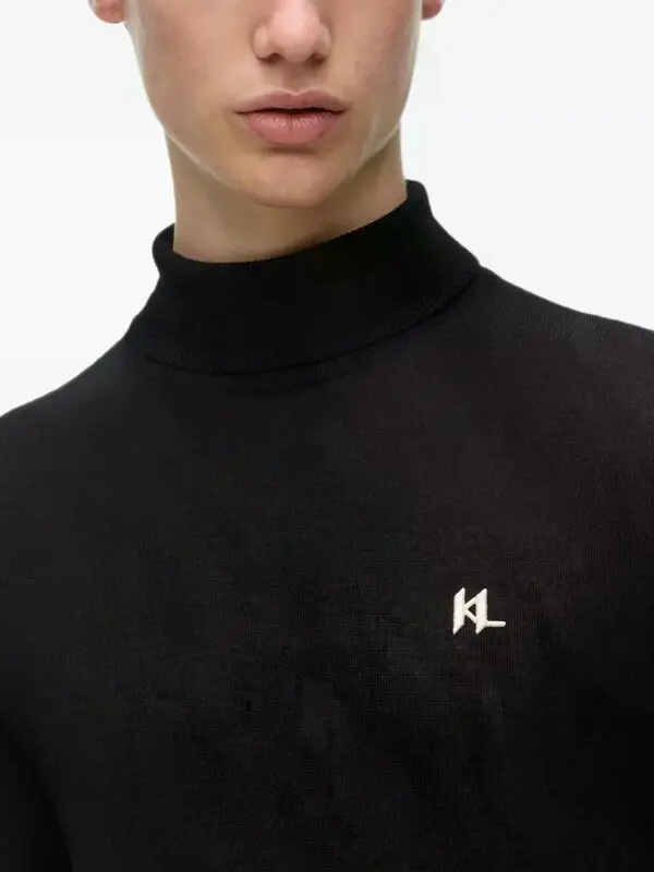 Karl Lagerfeld Monogram Wool Turtleneck Sweater