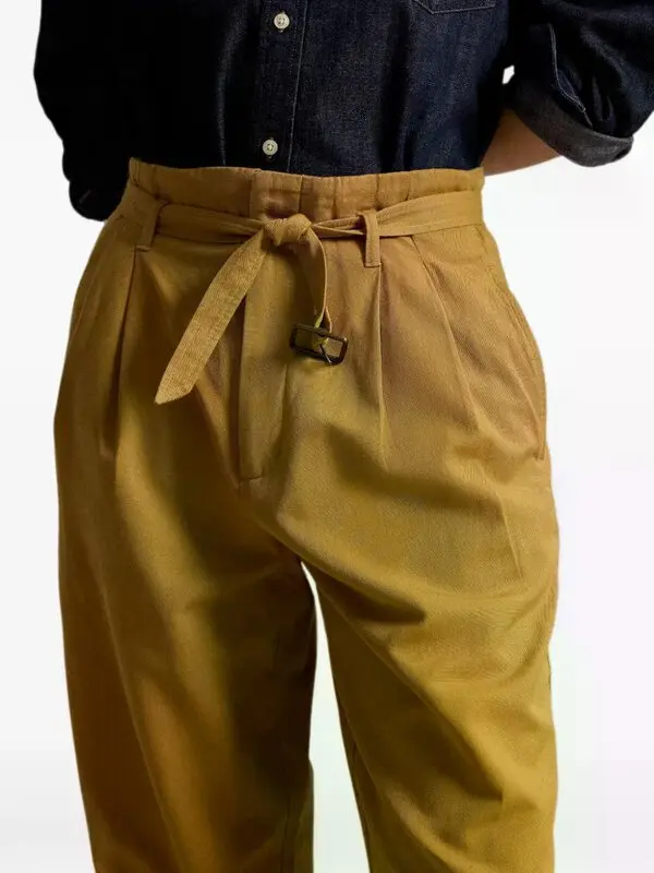 Polo Ralph Lauren Cotton-linen Blend Pleated Trousers With Belt