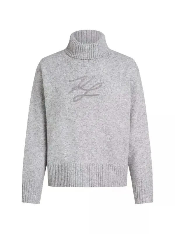 Karl Lagerfeld Soutache Turtleneck Sweater - Grey