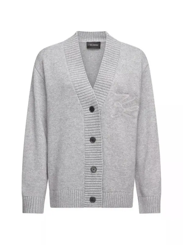 Karl Lagerfeld Mélange Soutache Cardigan - Grey