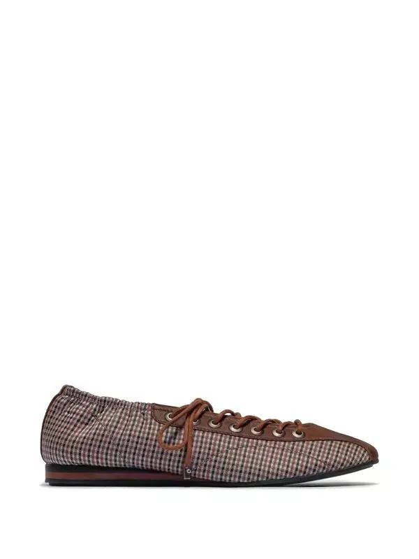 Bernardo Billie Check-pattern Lace-up Flats - Brown