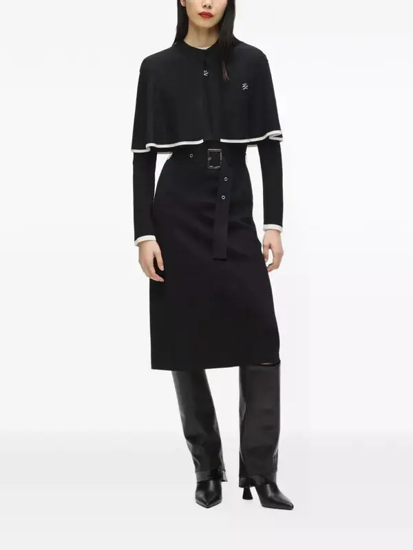 Karl Lagerfeld Transformable Cape Dress With Buckled Belt