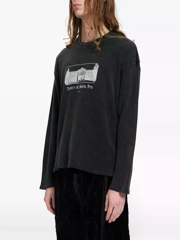 ANN DEMEULEMEESTER Graphic-print Waffle-knit T-shirt