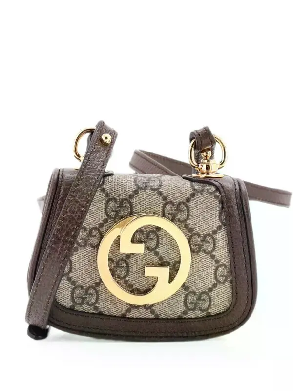 Gucci Blondie Nm Card Case Wallet With Strap Gg Coated Canvas Crossbody Bag - Brown