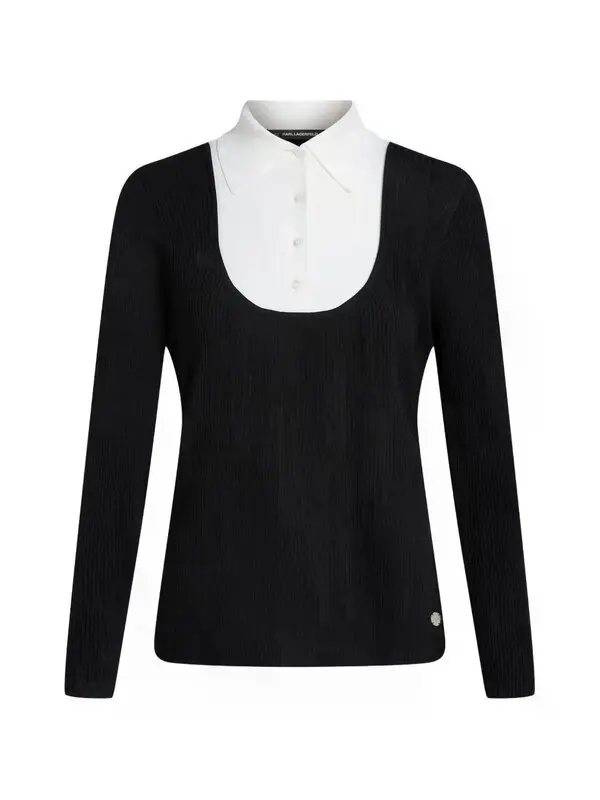 Karl Lagerfeld Ribbed Knit Layered Sweater