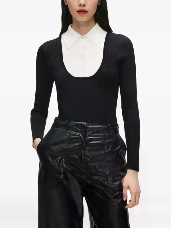 Karl Lagerfeld Ribbed Knit Layered Sweater