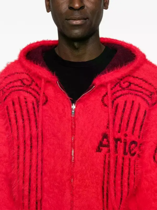 Aries Column-print Zip-fastening Hoodie