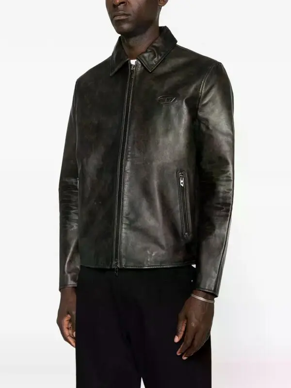 DIESEL® Leather Zip-up Jacket