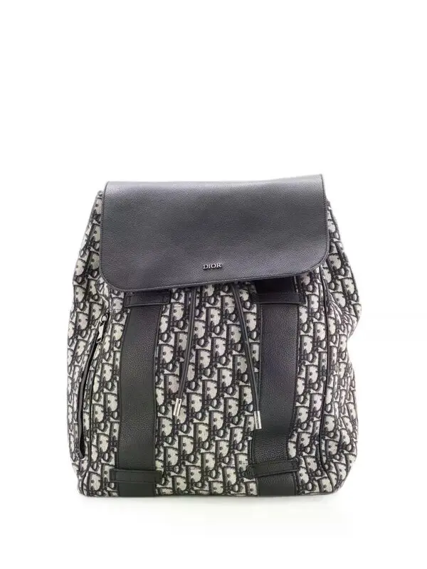 Dior Flap Oblique Canvas And Leather Backpack