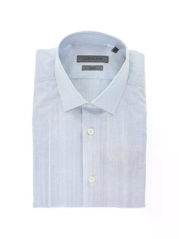 Corneliani Striped French-collar Shirt - Blue