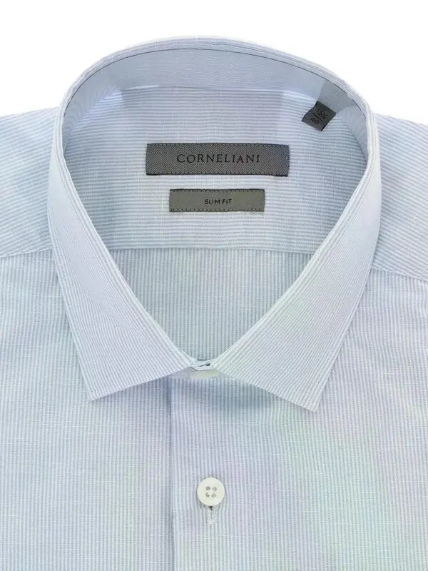 Corneliani Striped French-collar Shirt - Blue