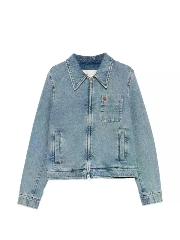 AMI Paris Faded-effect Zip-up Jacket