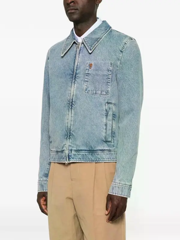 AMI Paris Faded-effect Zip-up Jacket