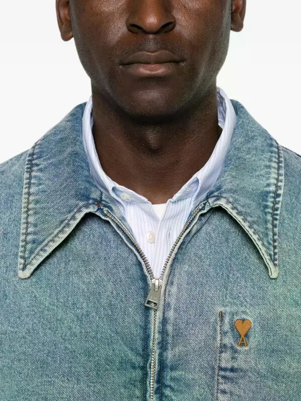 AMI Paris Faded-effect Zip-up Jacket