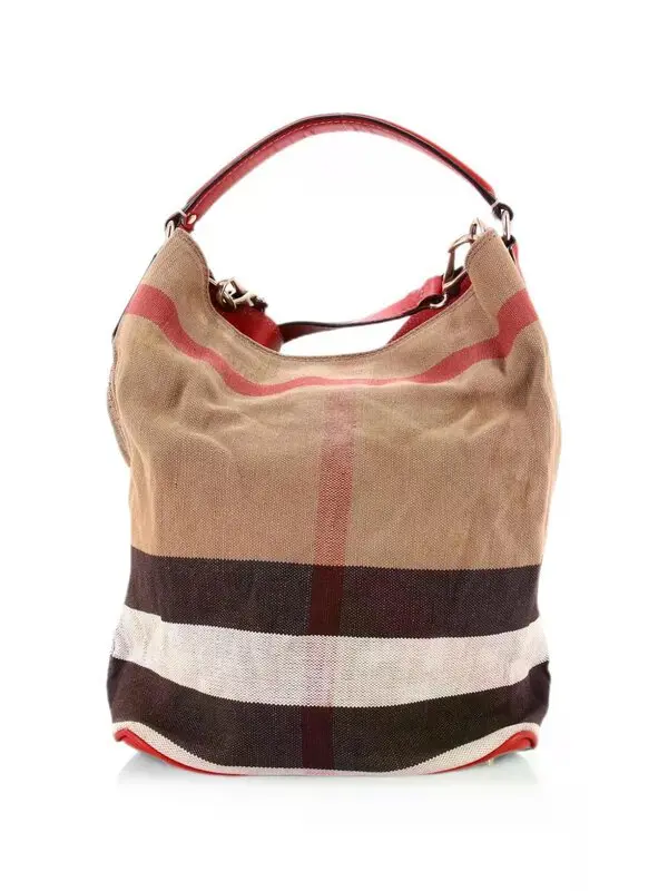 Burberry Ashby House Check Canvas Medium Bucket Bag - Brown