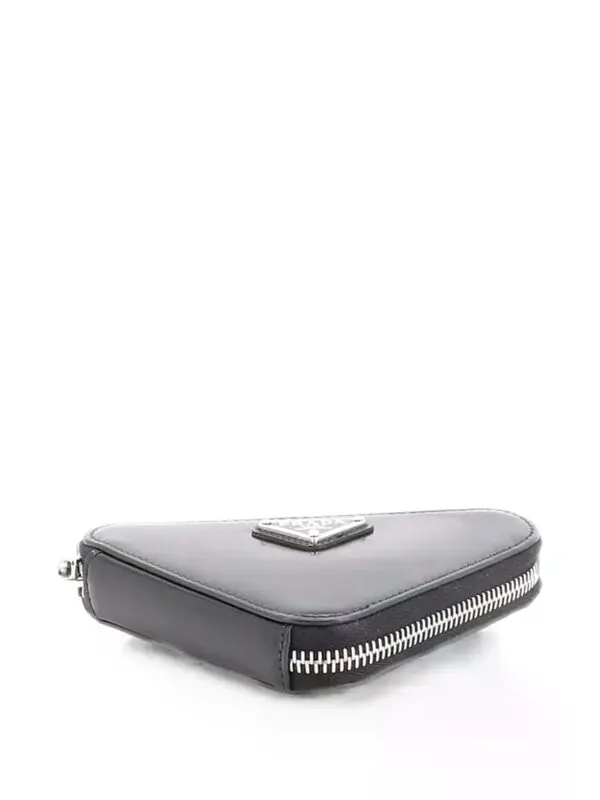 Prada Triangle Pouch Bag With Chain Brushed Leather Mini Crossbody Bag