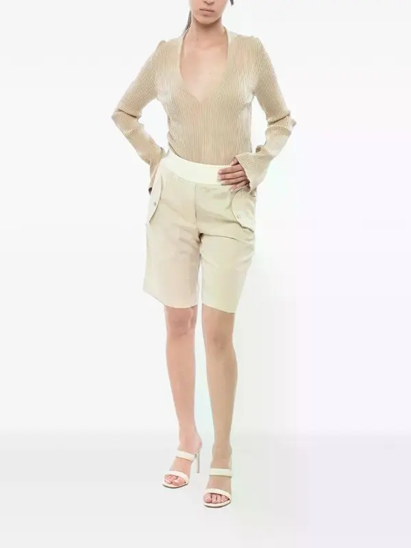 Helmut Lang Beige Silk Elasticated Waistband Shorts