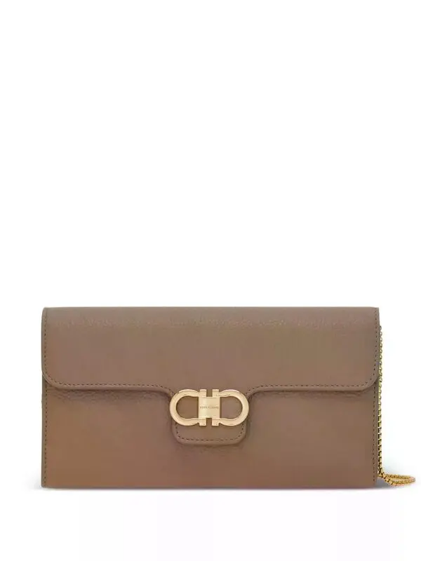 FERRAGAMO Gancini Wallet On Chain - Brown