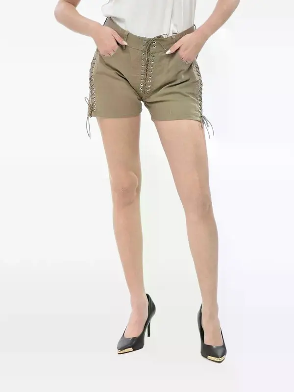 LUDOVIC DE SAINT SERNIN Lace-up Denim Shorts - Brown